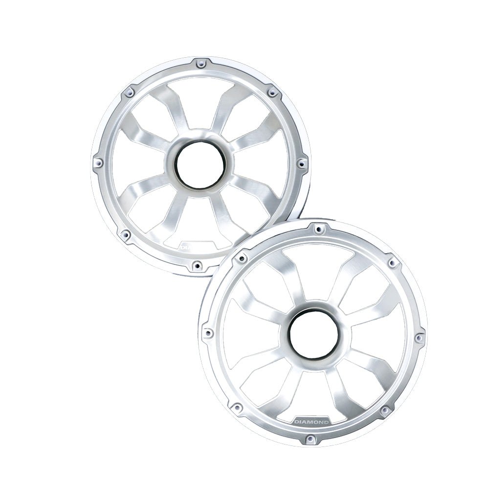 8" Elite Flush Mount Speaker Grills -Brushed Aluminum/White